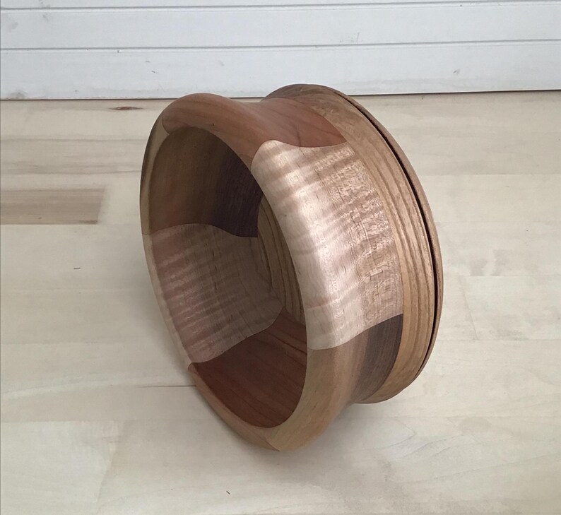 Segmented Wood Bowl Turned by Simple Woodturning Tools From Maple, Walnut, and Cherry Segmented ...
