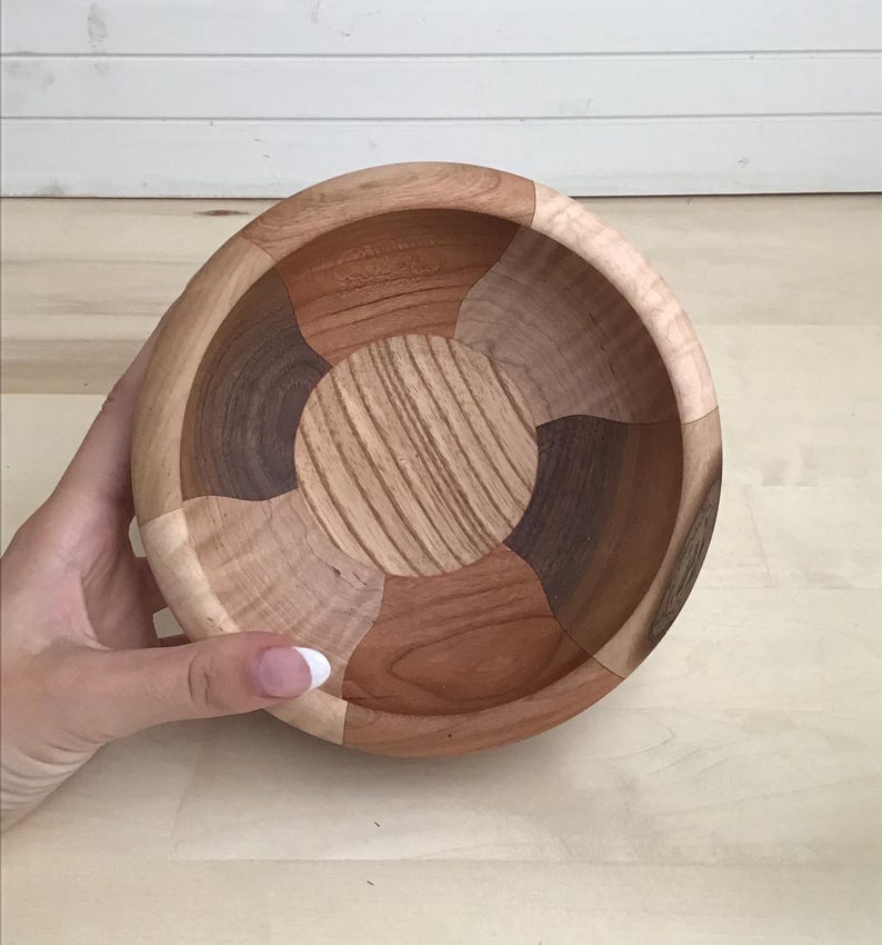 Segmented Wood Bowl Turned by Simple Woodturning Tools From Maple, Walnut, and Cherry Segmented ...
