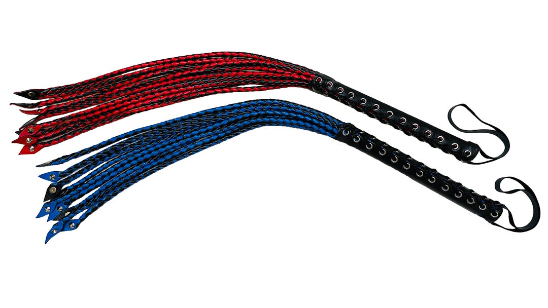 Flogger Braided 9 Tails Cat O Nine Corset Handle Heavy Real Genuine Cow ...