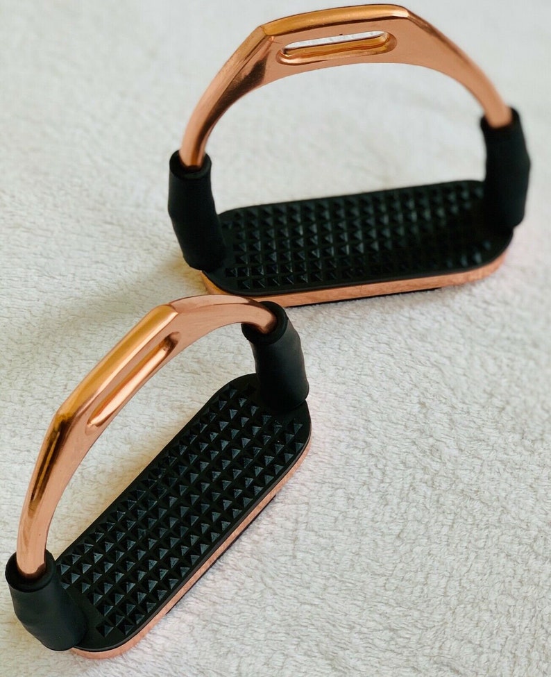 Rose Gold Gloss Safety Flexi Bending Stirrups Horse Riding S/steel ...