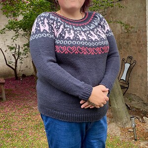 The Llama Love Sweater- Facing One Way Llamas- Color Work- Sweater ...