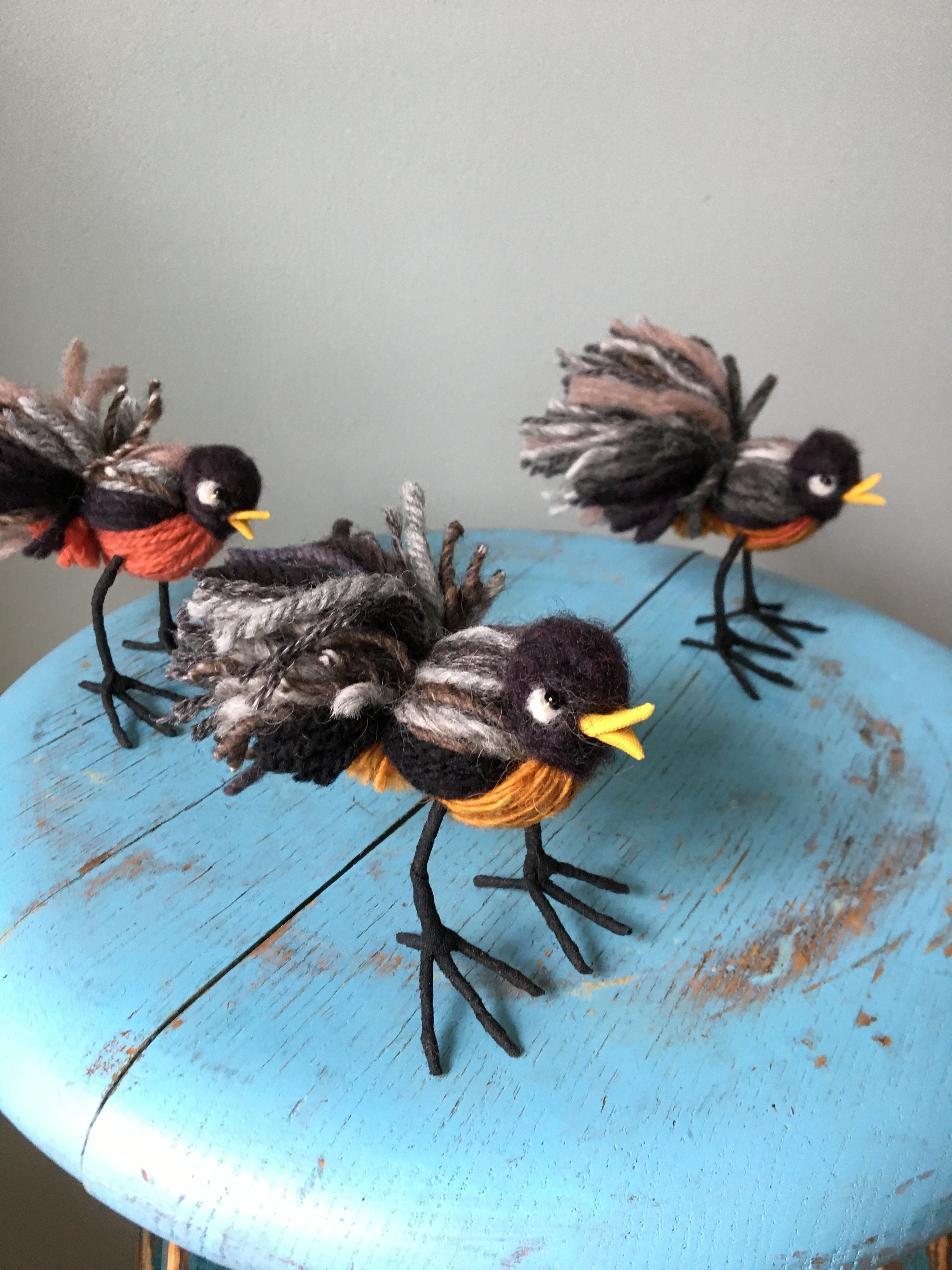 American Robin Wool Bird Sculpture Ornament Made to | Etsy