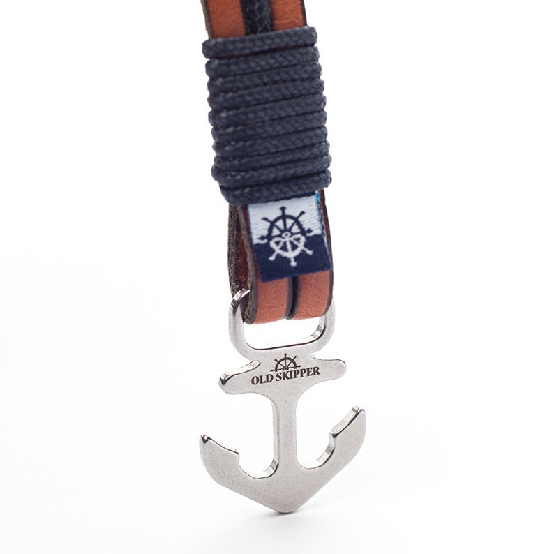 Brown Leather Genuine Anchor Bracelet APOLLO Valentines Day Gift ...
