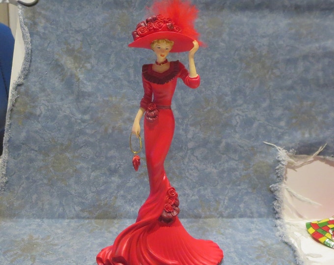 7.5" Thomas Kinkade "red at Heart" Lady Figurine From the Passion for Red Collection - Etsy