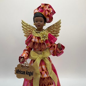 African Angel Tree Topper - Handcrafted 14 1/2 Inch Angel With Ankara ...