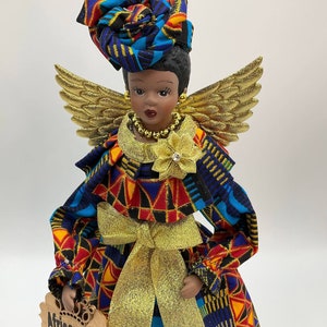 African Angel Tree Topper - Handcrafted 14 1/2 Inch Angel With Ankara ...