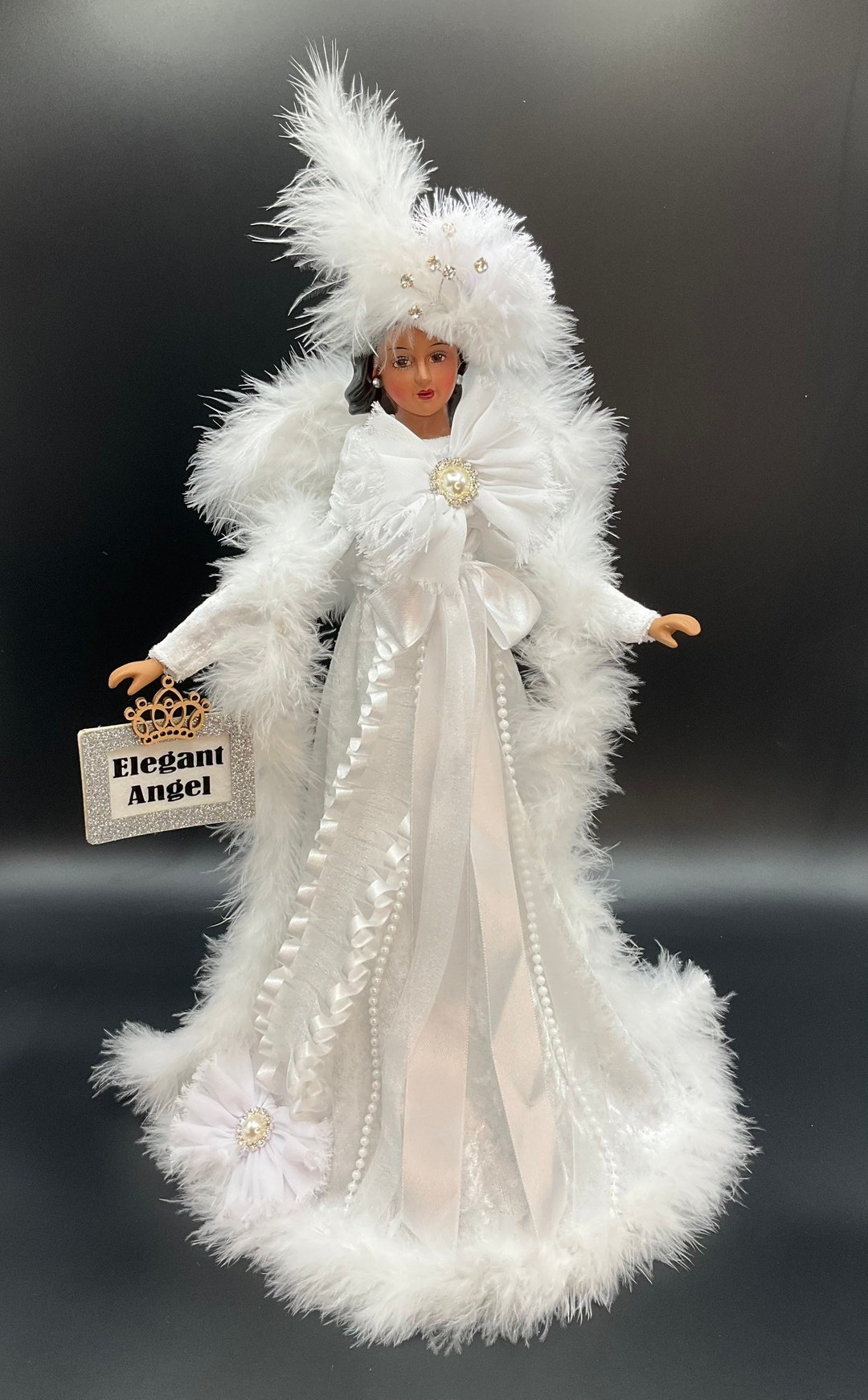 Winter White Angel Tree Topper, African American Angel Tree Topper ...