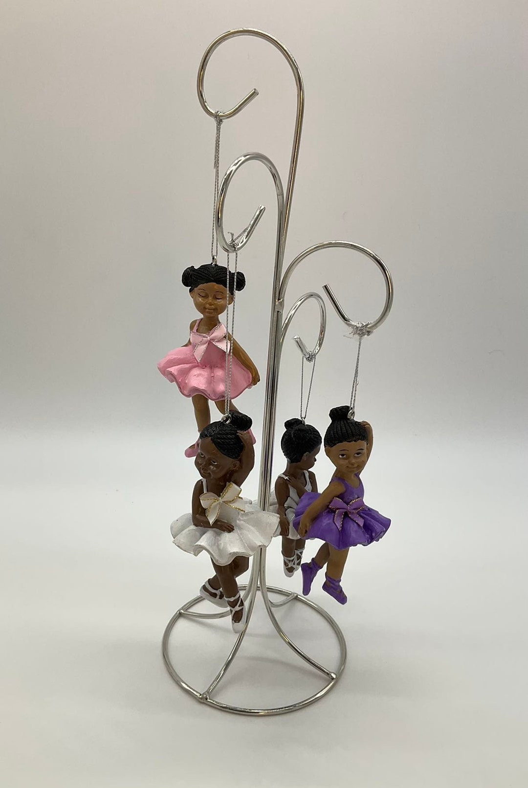 Set of Four Ballet Dance Christmas Tree Ornaments, Black Ballerina ...