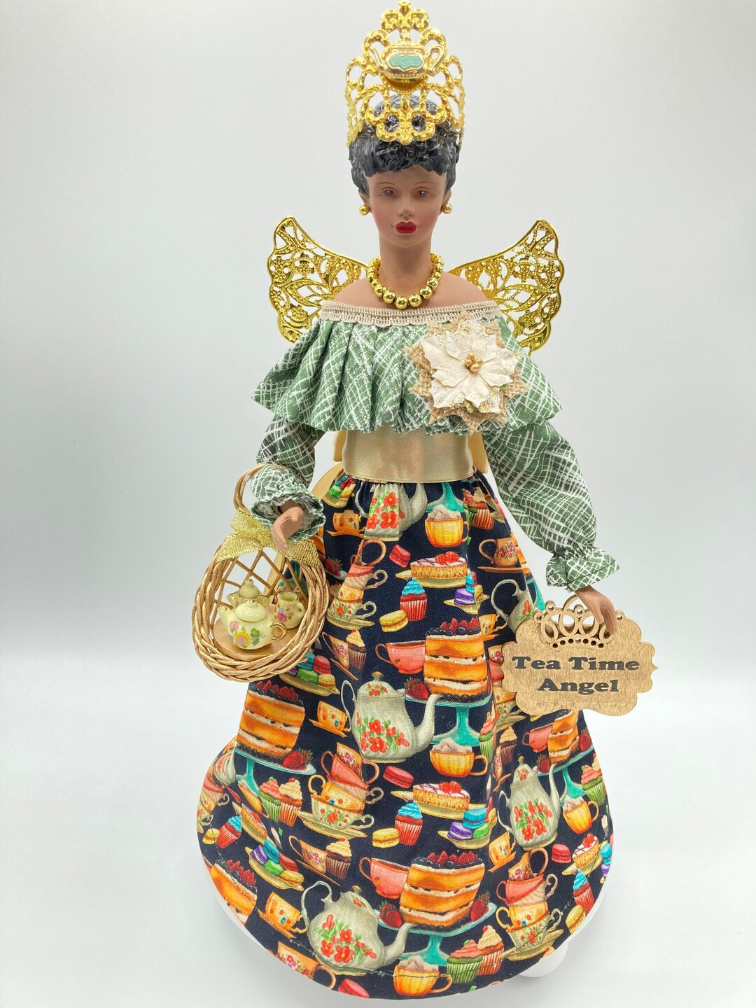 Black Angel Tree Topper, Angel Tree Topper, Christmas Angel, Porcelain ...