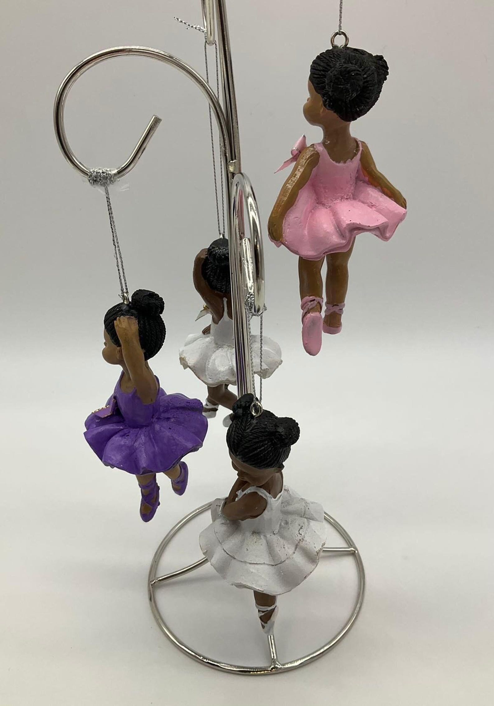 Set of Four Ballet Dance Christmas Tree Ornaments, Black Ballerina ...