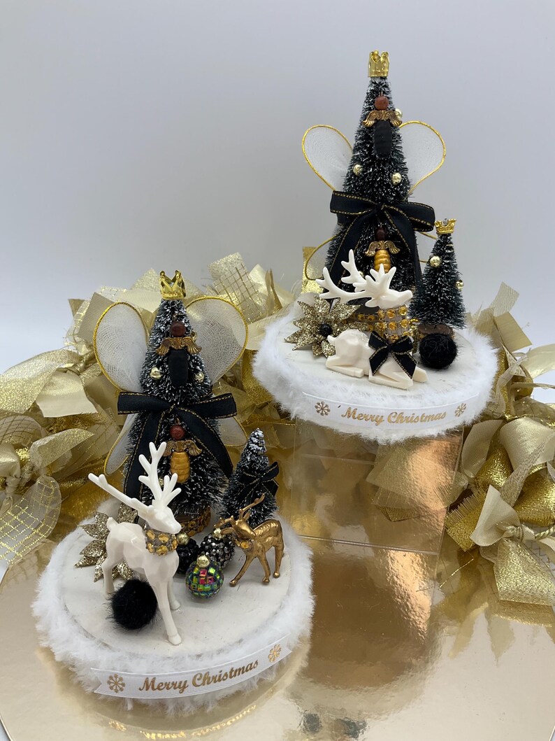 Vintage Inspired - Vignette Decor Reindeer and Angel Design - Etsy