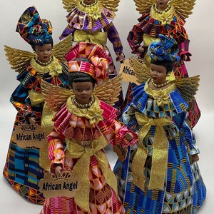 African Angel Tree Topper - Handcrafted 14 1/2 Inch Angel With Ankara ...