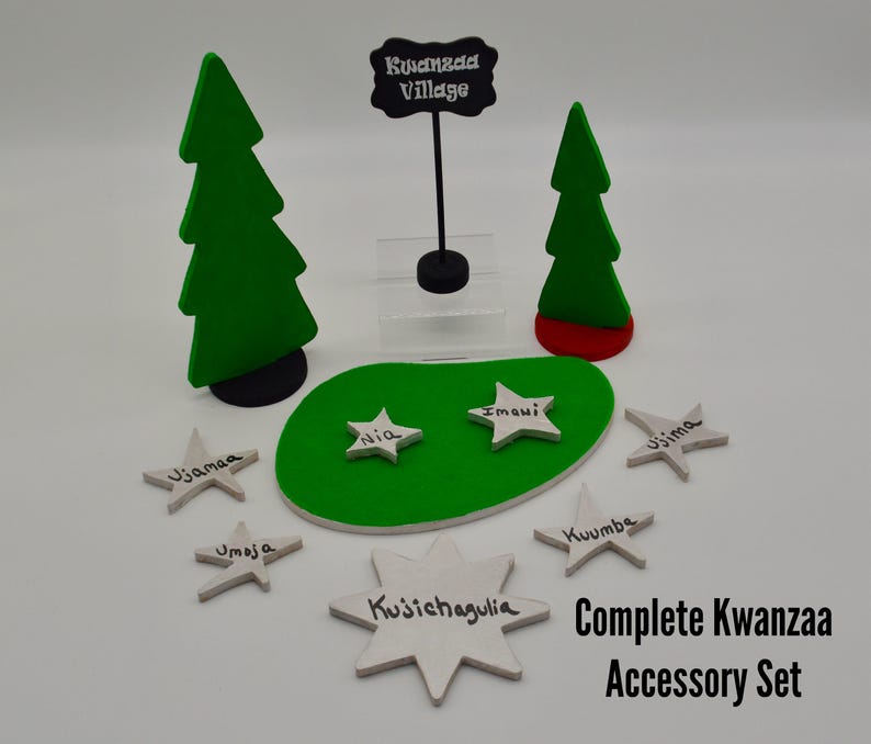 Kwanzaa Village and Figurines Set - Holiday Winter Village - Wooden ...