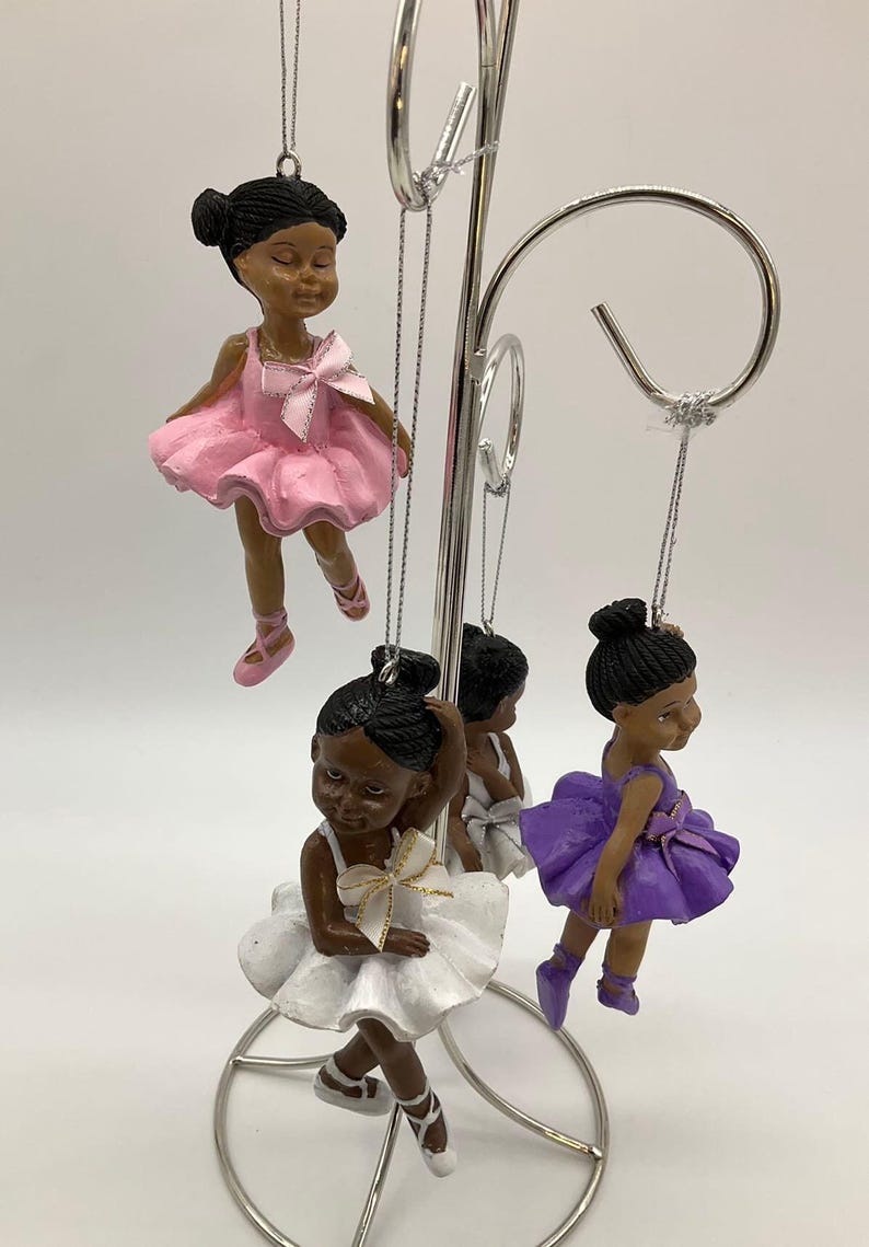 Set of Four Ballet Dance Christmas Tree Ornaments, Black Ballerina ...