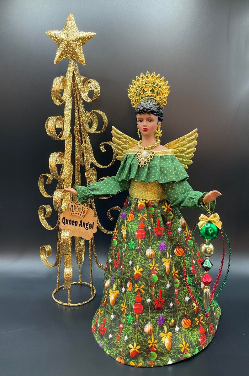 Handcrafted African American Queen Angel Tree Topper Holding - Etsy