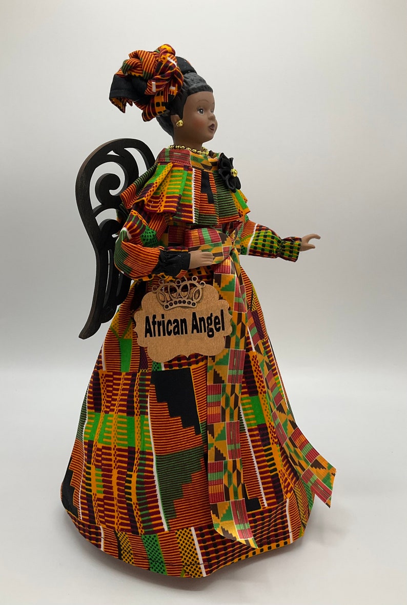 Afrocentric Angel Tree Topper African Kente Print Ethnic - Etsy