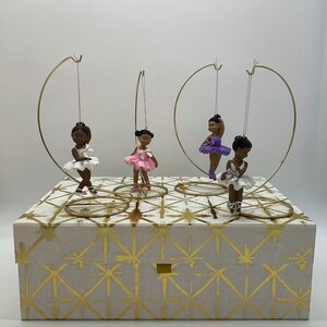 Set of Four Ballet Dance Christmas Tree Ornaments, Black Ballerina ...