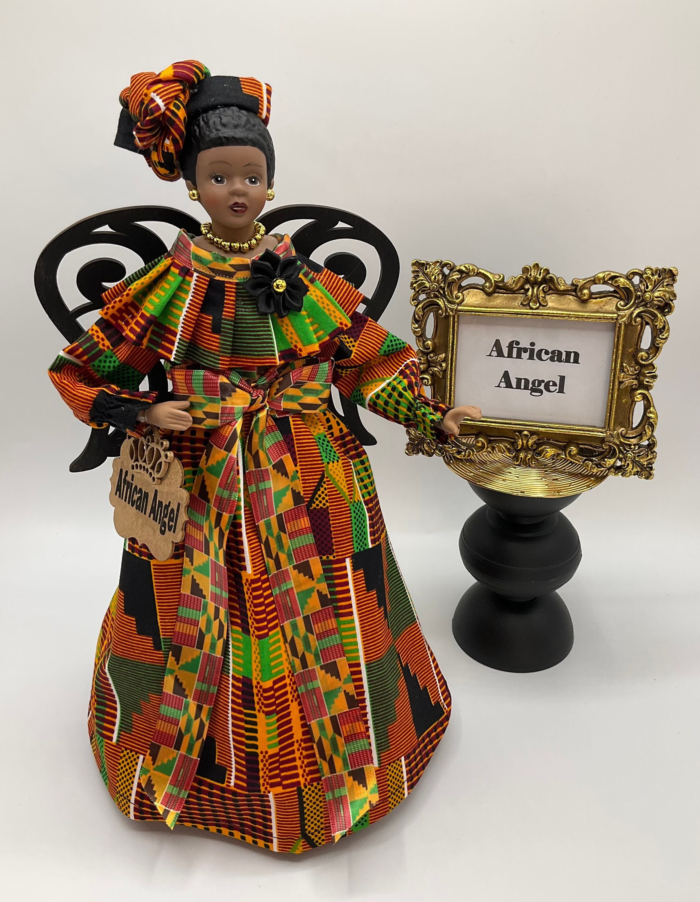 Afrocentric Angel Tree Topper African Kente Print Ethnic - Etsy