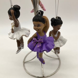 Set of Four Ballet Dance Christmas Tree Ornaments, Black Ballerina ...