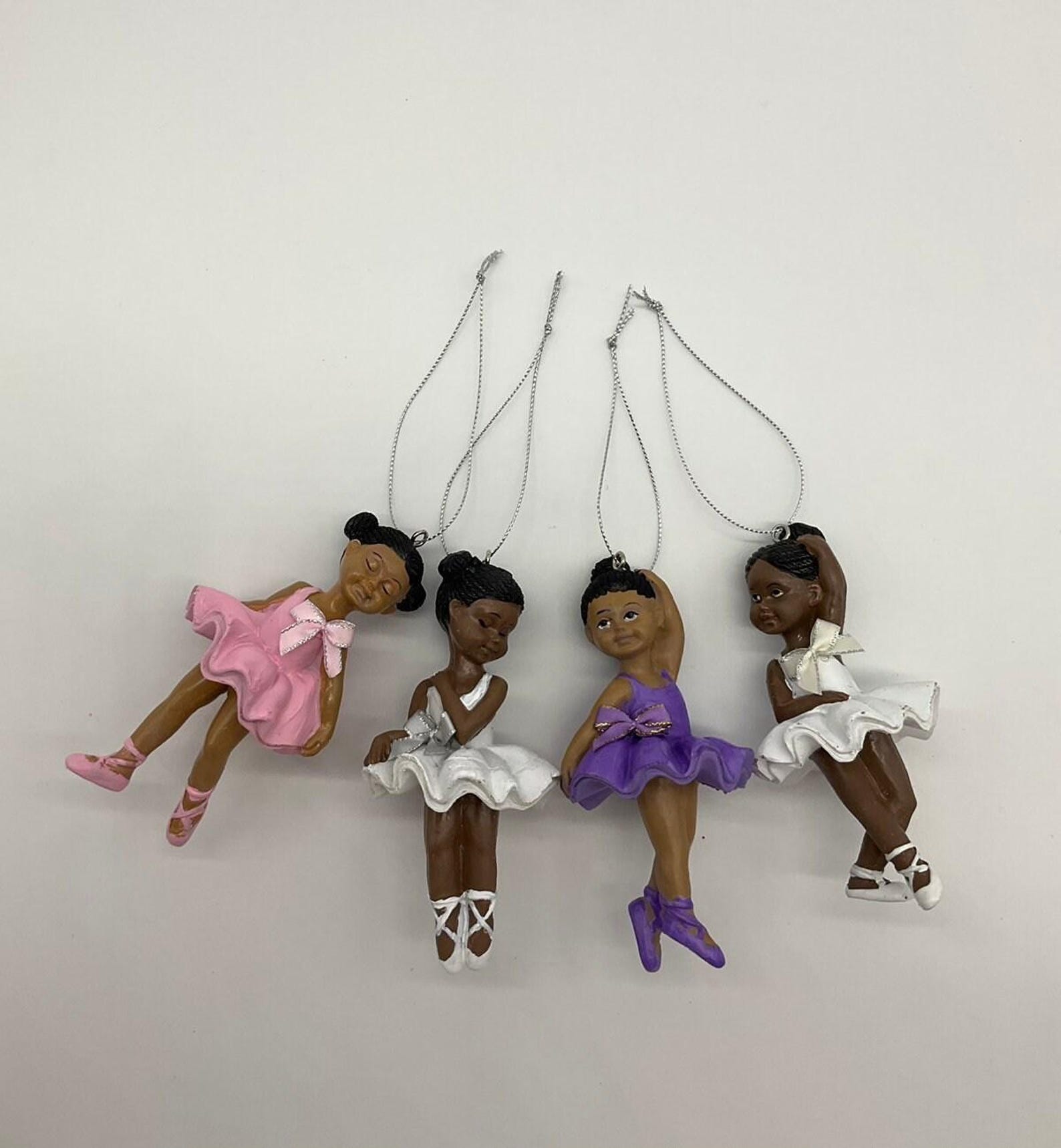 Set of Four Ballet Dance Christmas Tree Ornaments, Black Ballerina ...