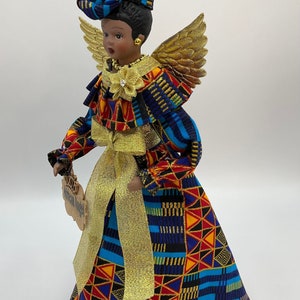 African Angel Tree Topper - Handcrafted 14 1/2 Inch Angel With Ankara ...