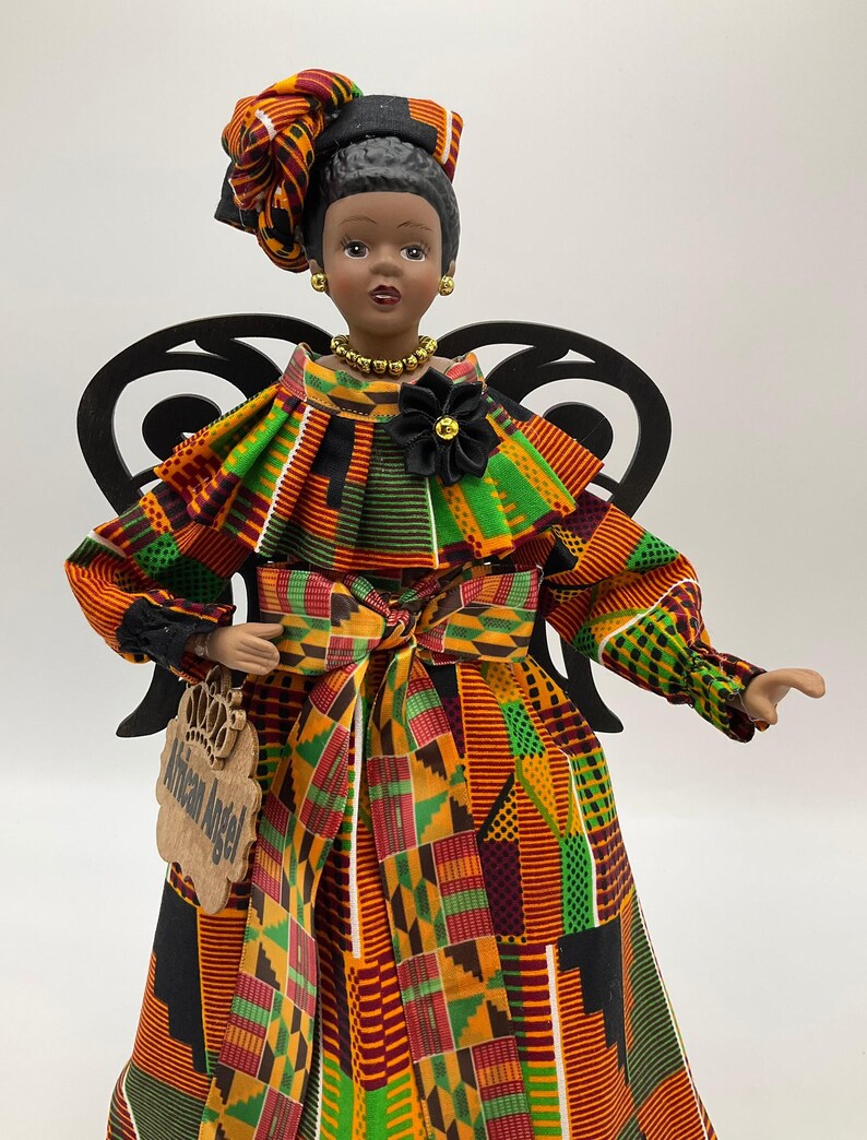 Afrocentric Angel Tree Topper, African Kente Print, Ethnic Christmas ...