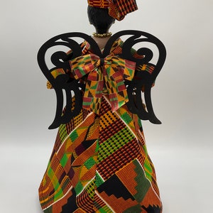 Afrocentric Angel Tree Topper, African Kente Print, Ethnic Christmas ...