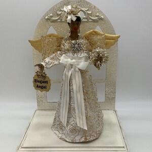 Elegant Winter White Angel Tree Topper With Gold Accents - Holiday ...