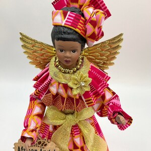 African Angel Tree Topper - Handcrafted 14 1/2 Inch Angel With Ankara ...