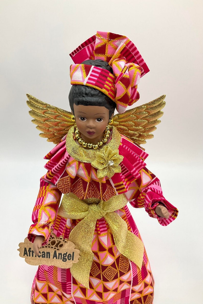African Angel Tree Topper - Handcrafted 14 1/2 Inch Angel With Ankara ...