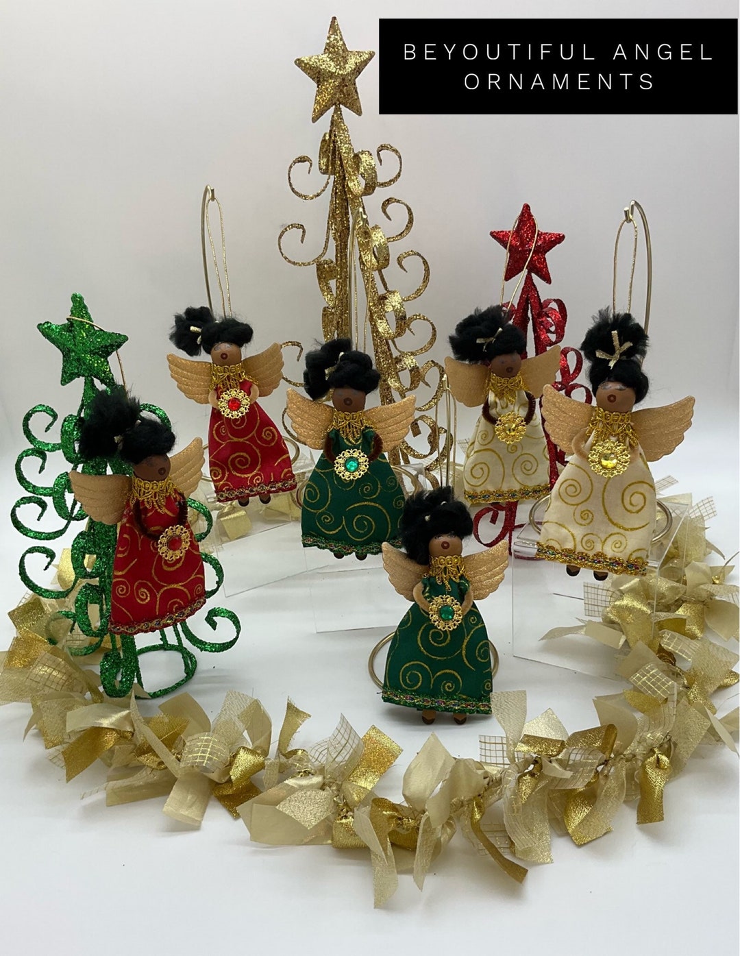 Angel Ornaments, Christmas Tree Ornaments, Gold Jeweled Ornaments ...