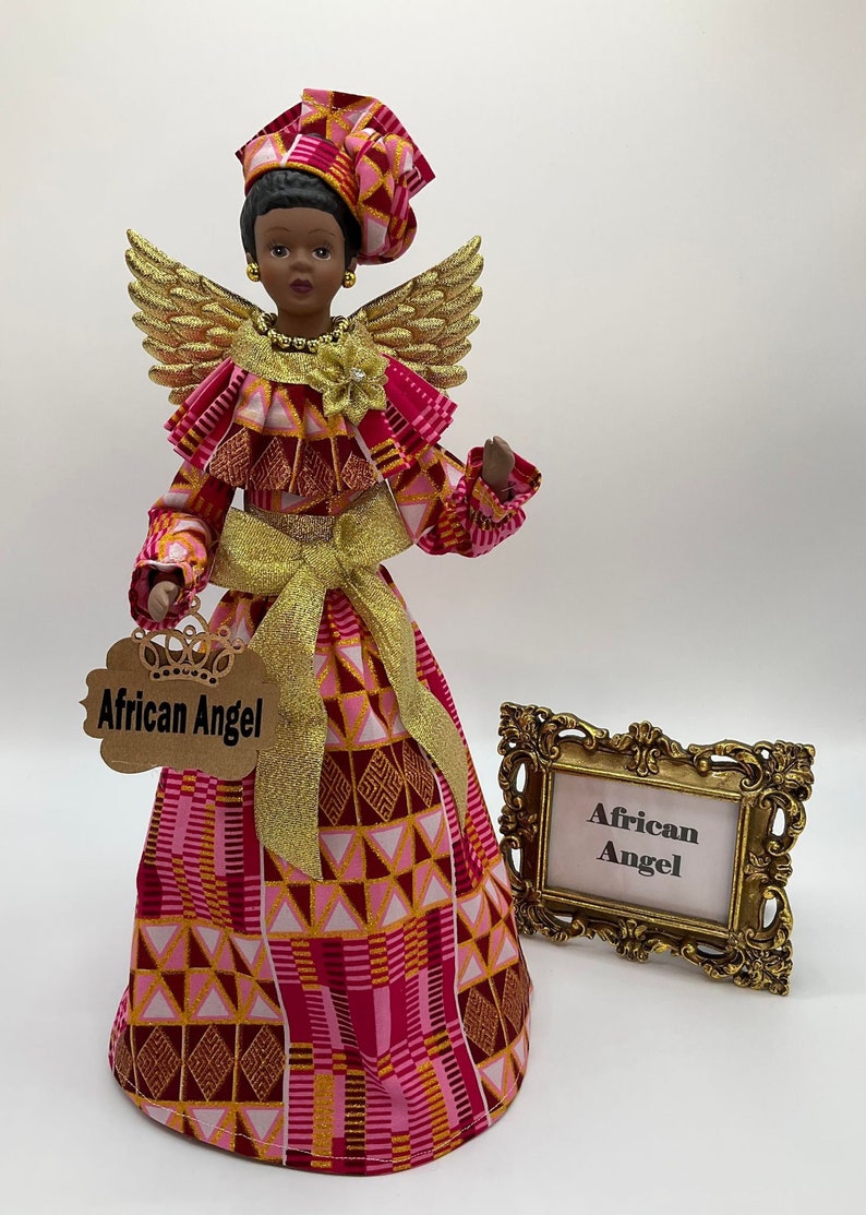 African Angel Tree Topper - Handcrafted 14 1/2 Inch Angel With Ankara ...