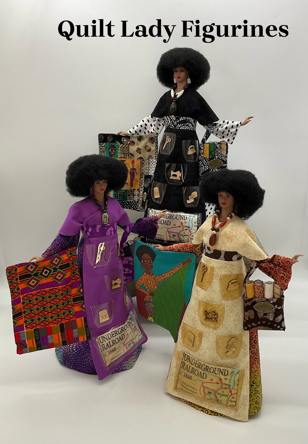Quilt Lady African American Figurine Holding Mini Small Quilt - Etsy