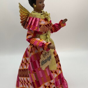 African Angel Tree Topper - Handcrafted 14 1/2 Inch Angel With Ankara ...