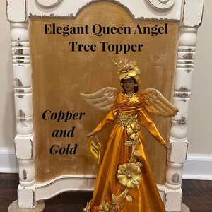 Elegant Angel Tree Topper, African American Figurine in Copper and Gold ...