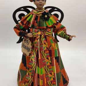 Afrocentric Angel Tree Topper, African Kente Print, Ethnic Christmas ...