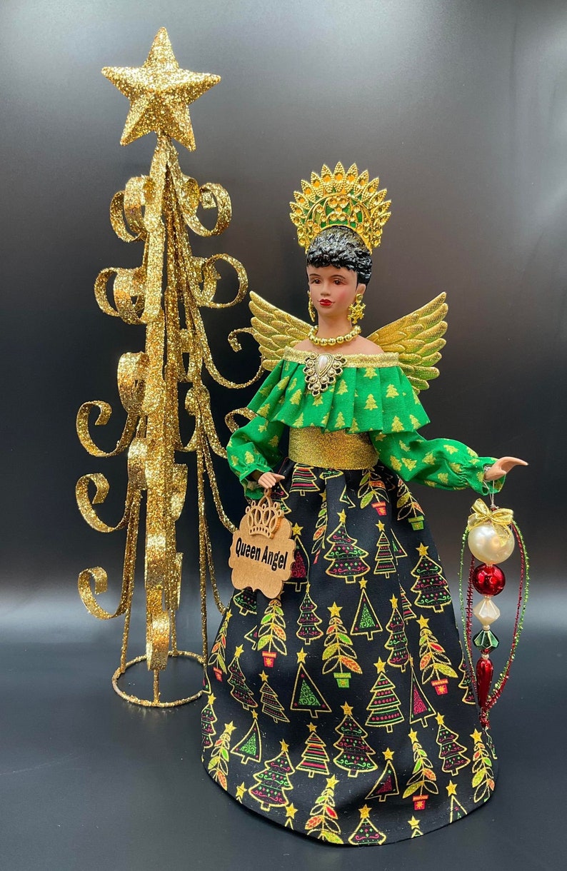 Handcrafted African American Queen Angel Tree Topper Holding - Etsy