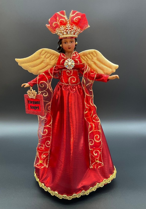 Christmas Red Angel Tree Topper Black Angel Tree Topper - Etsy