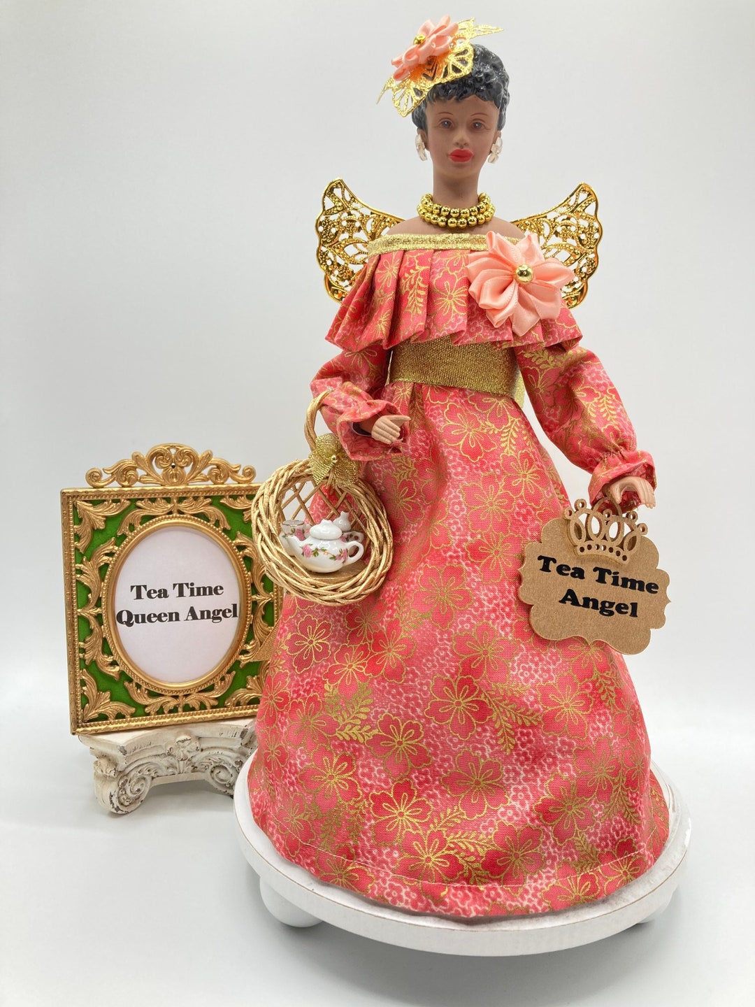 Black Angel Tree Topper, Angel Tree Topper, Christmas Angel Holding ...