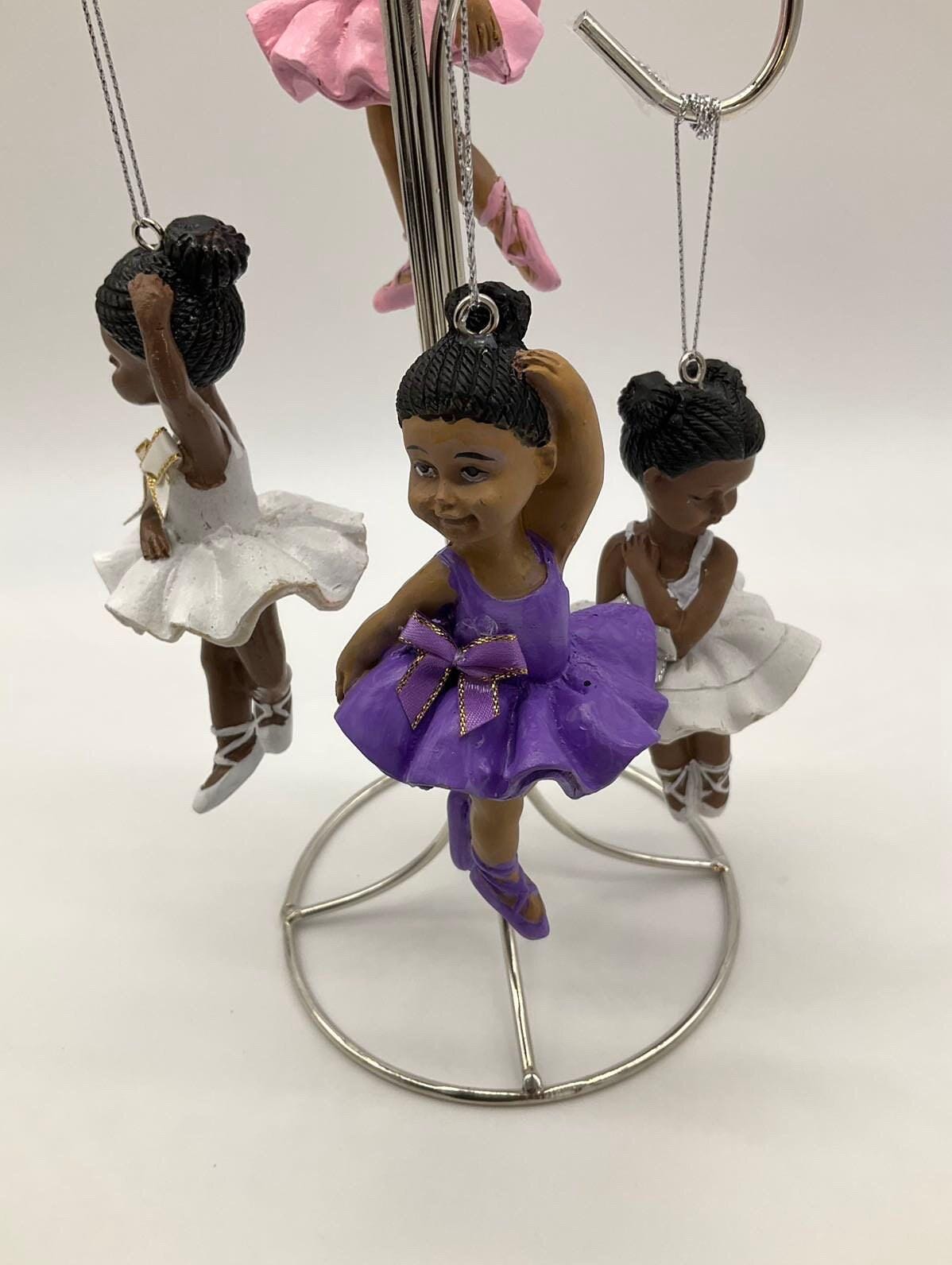 Set of Four Ballet Dance Christmas Tree Ornaments, Black Ballerina ...