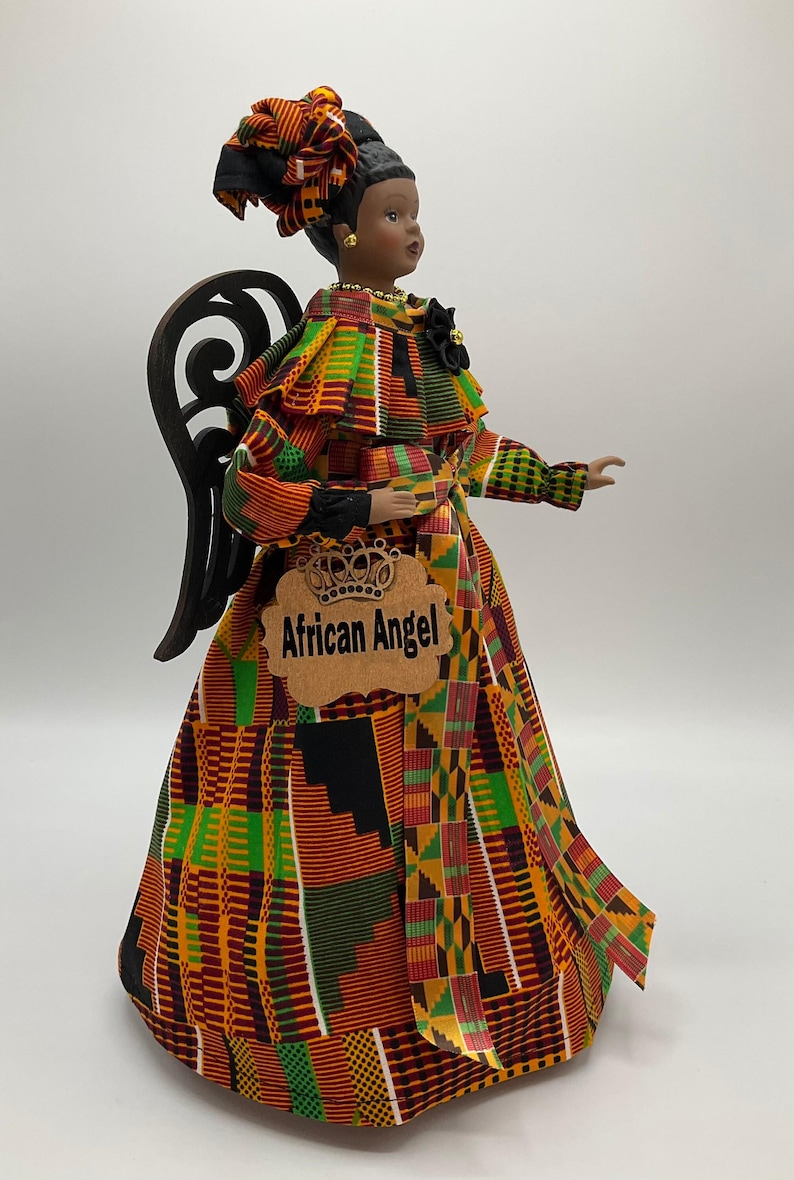 Afrocentric Angel Tree Topper, African Kente Print, Ethnic Christmas ...