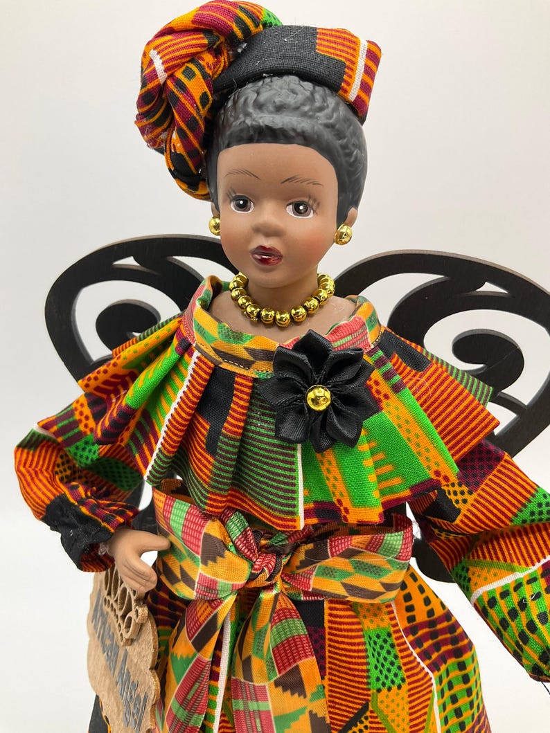 Afrocentric Angel Tree Topper, African Kente Print, Ethnic Christmas ...