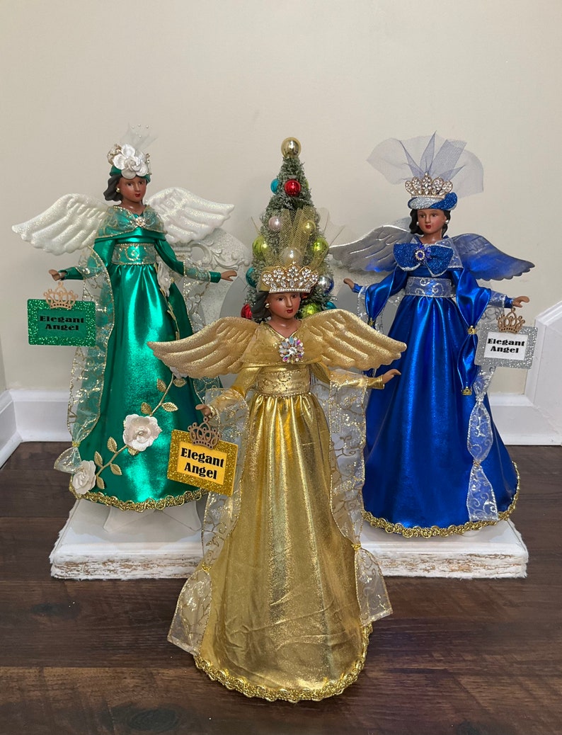 Elegant Angel Tree Topper, African American Angel Tree Topper, Gold ...