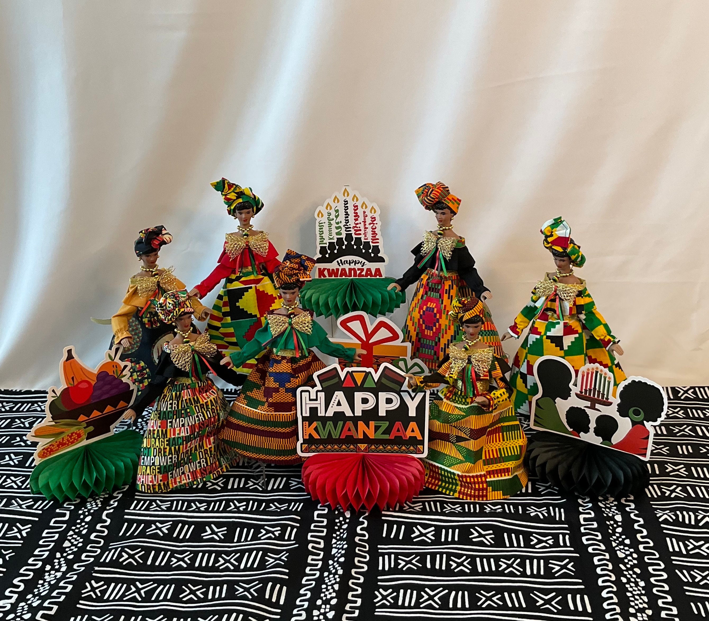 Kwanzaa Set of Seven Figurines for Tabletop and Holiday Celebration ...