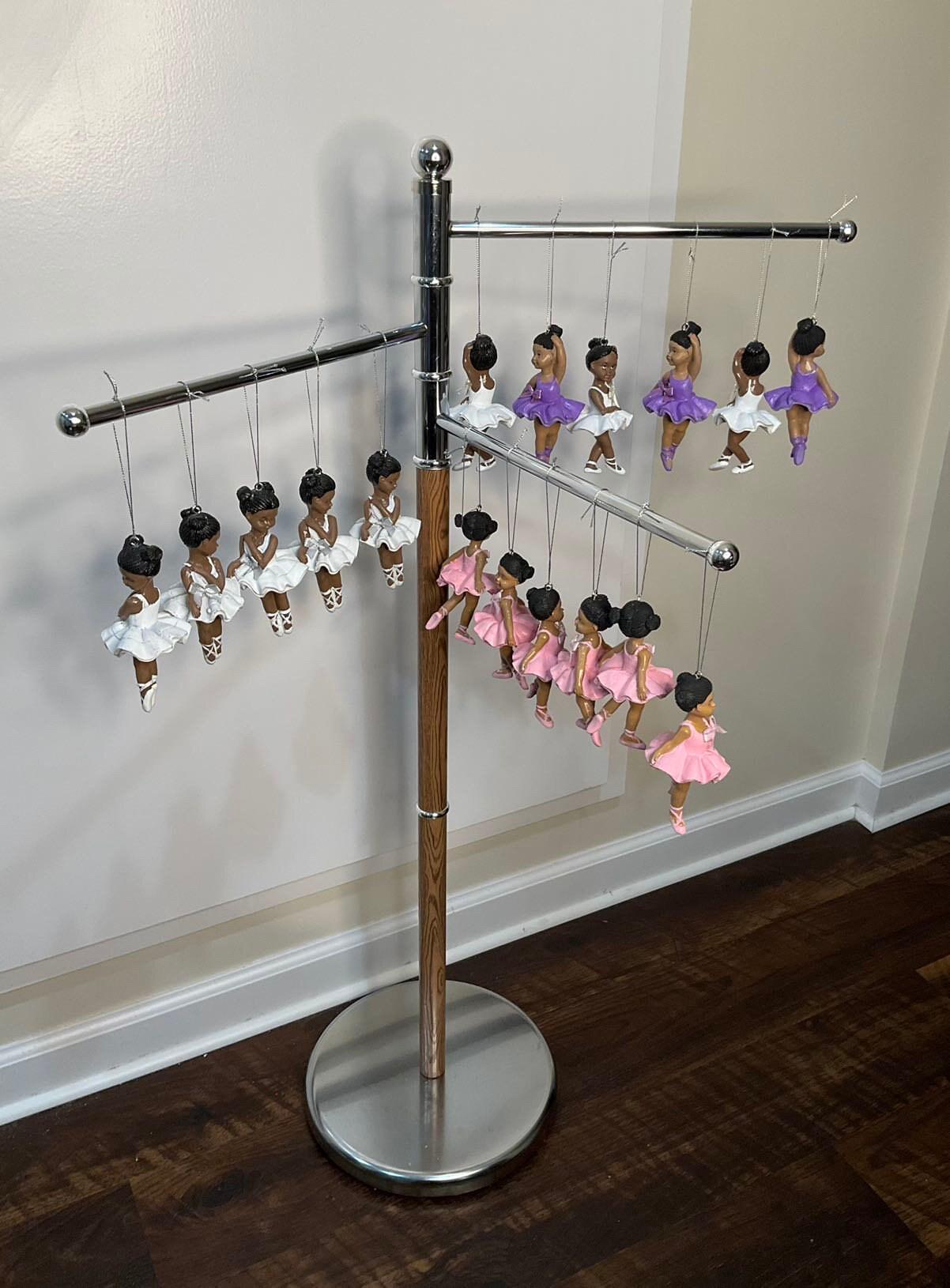 Set of Four Ballet Dance Christmas Tree Ornaments, Black Ballerina ...