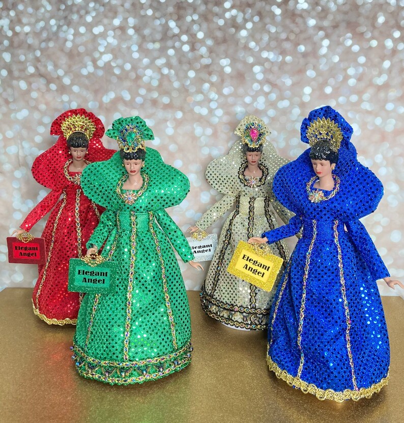 Emerald Green Angel Tree Topper, African American Angel, Christmas Tree ...