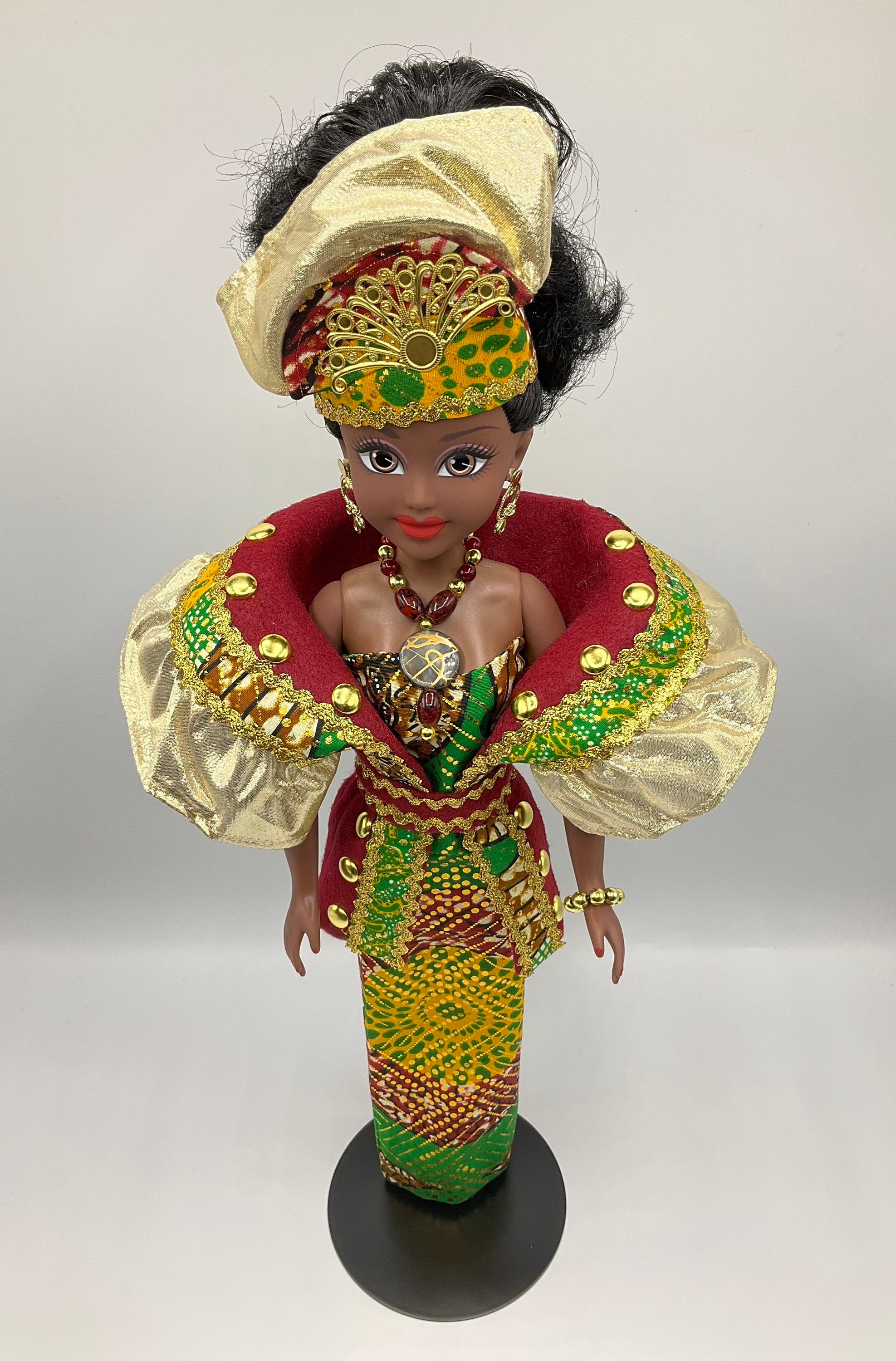 Black Fashion Doll African Ankara Felt Fabric - 18 1/2 Inch Doll With ...