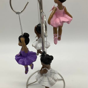 Set of Four Ballet Dance Christmas Tree Ornaments, Black Ballerina ...