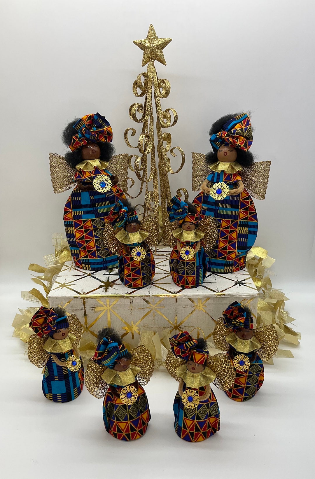 African American Christmas Tree Topper, Afrocentric Ornament, Holiday ...