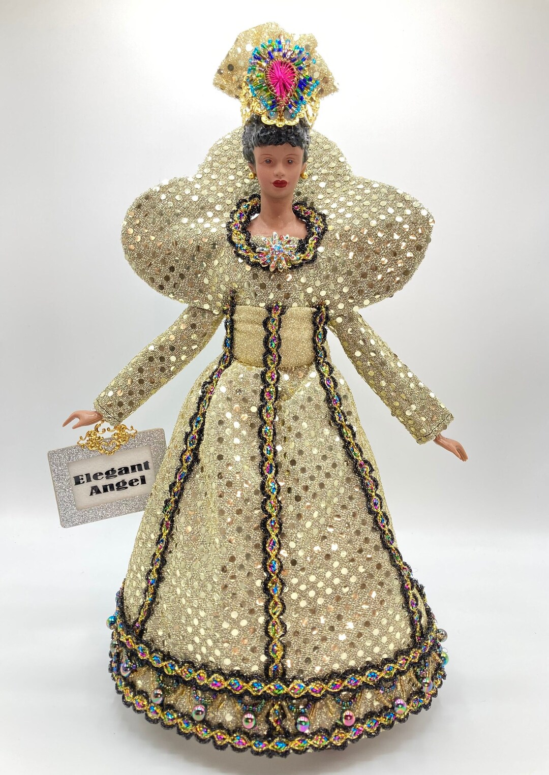 Elegant Gold Angel Tree Topper, African American Angel Tree Topper ...